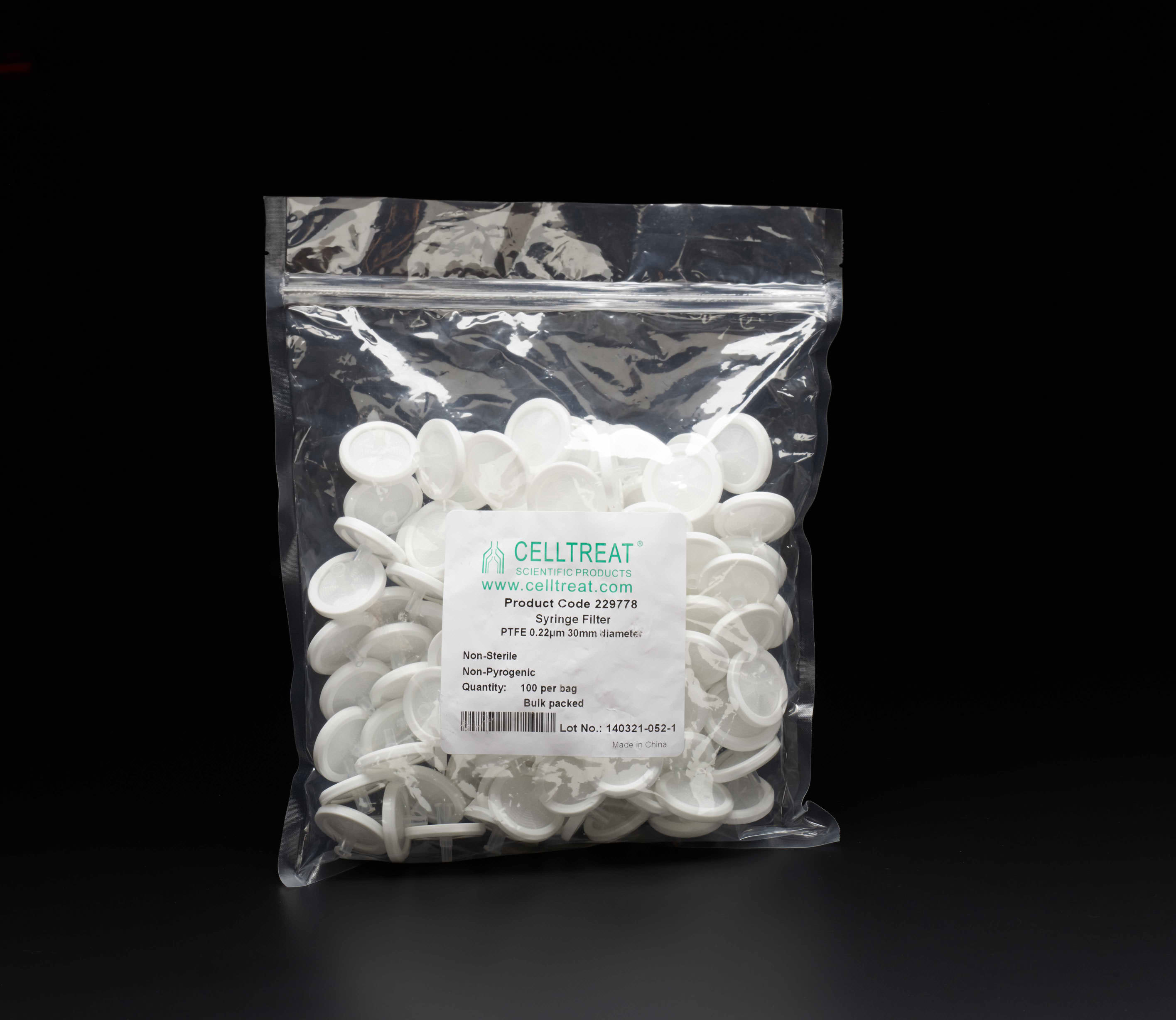 Syringe Filter, PTFE, 0.22μm, 30mm, Bulk Packed, Non- Sterile ...